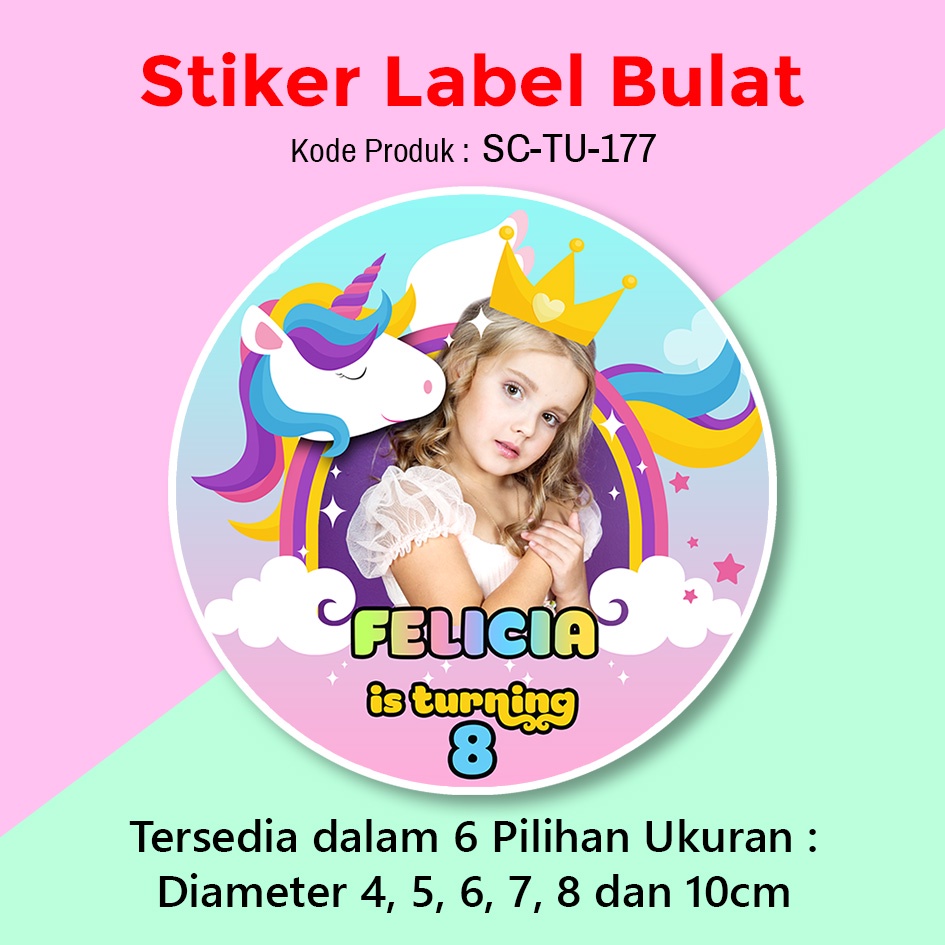 Jual STIKER ULANG TAHUN ANAK UNICORN PAKAI FOTO SENDIRI STICKER LABEL ...