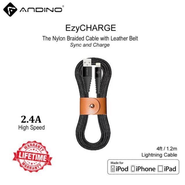 Jual ANDINO EzyCHARGE MFI Lightning USB Nylon Braided Cable | Shopee ...
