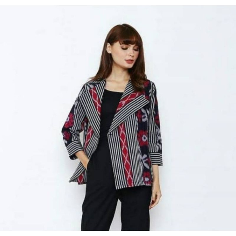 Jual blazer tenun ethnic salur mawar | Shopee Indonesia