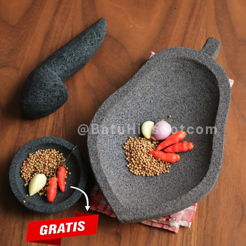 Jual ( Ukuran Sedang ) Cobek Layah Coet dan Ulekan Munthu Uleg Ulegan ...