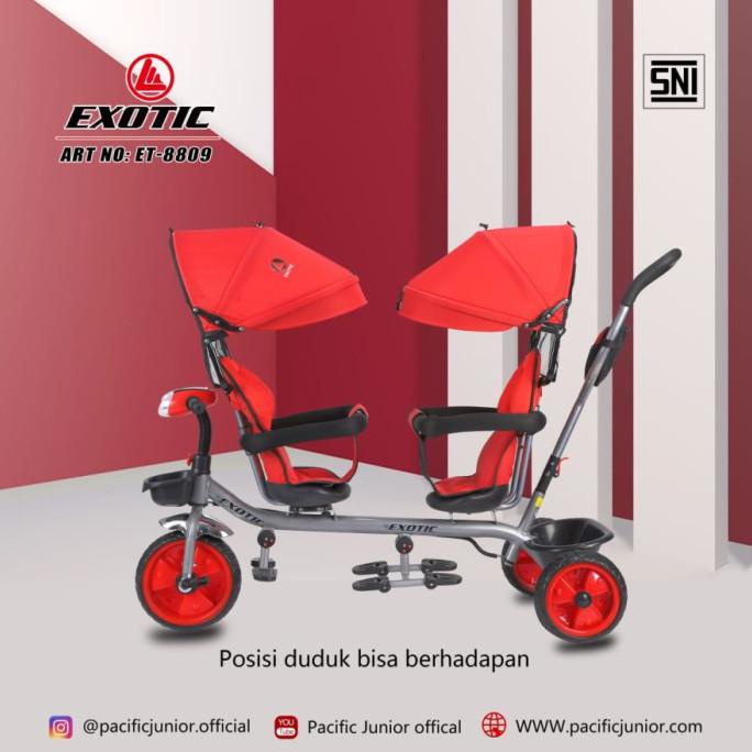 Jual stroller tricycle sepeda roda tiga anak Exotic ET 8809 2 kursi ...