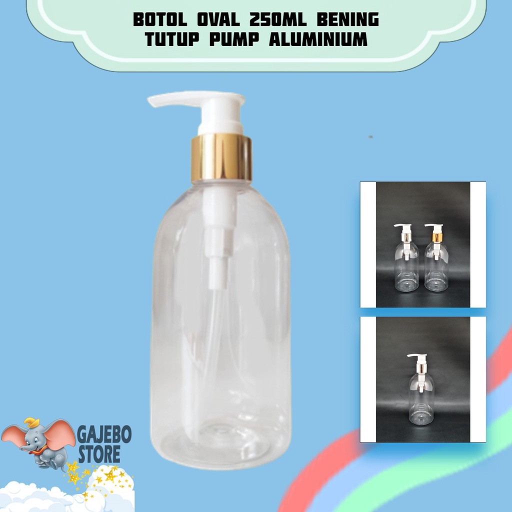 Jual BOTOL PUMP GOLD 250ML OVAL BENING / BOTOL 250ML CLEAR PUMP GOLD N24 BOTOL SABUN HAND WASH ...