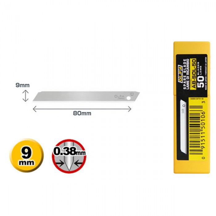 Jual OLFA AB-SOL-50 Refill Pisau Cutter Polos 9mm (50pcs/pack) Solid Blade 9 mm | Shopee Indonesia