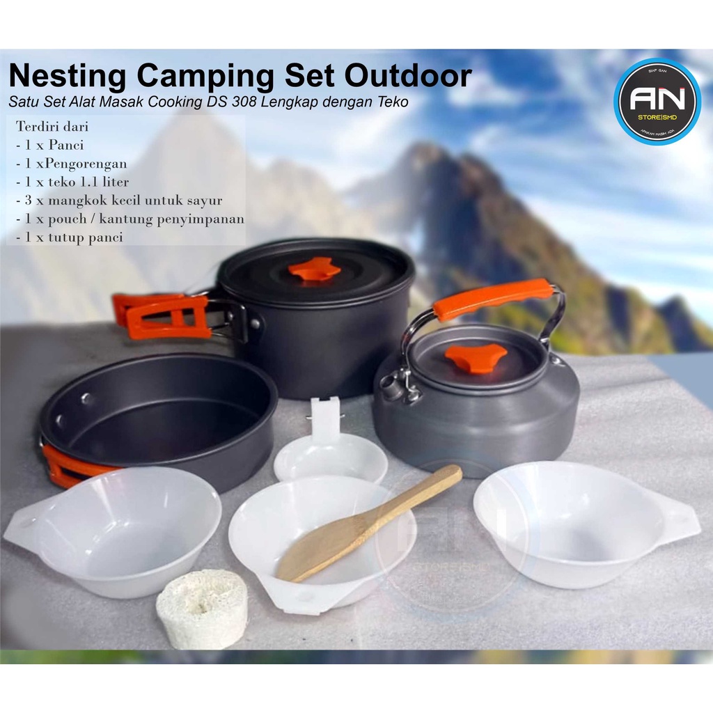 Jual Nesting Camping Set Outdoor Satu Set Alat Masak Cooking DS 308 ...