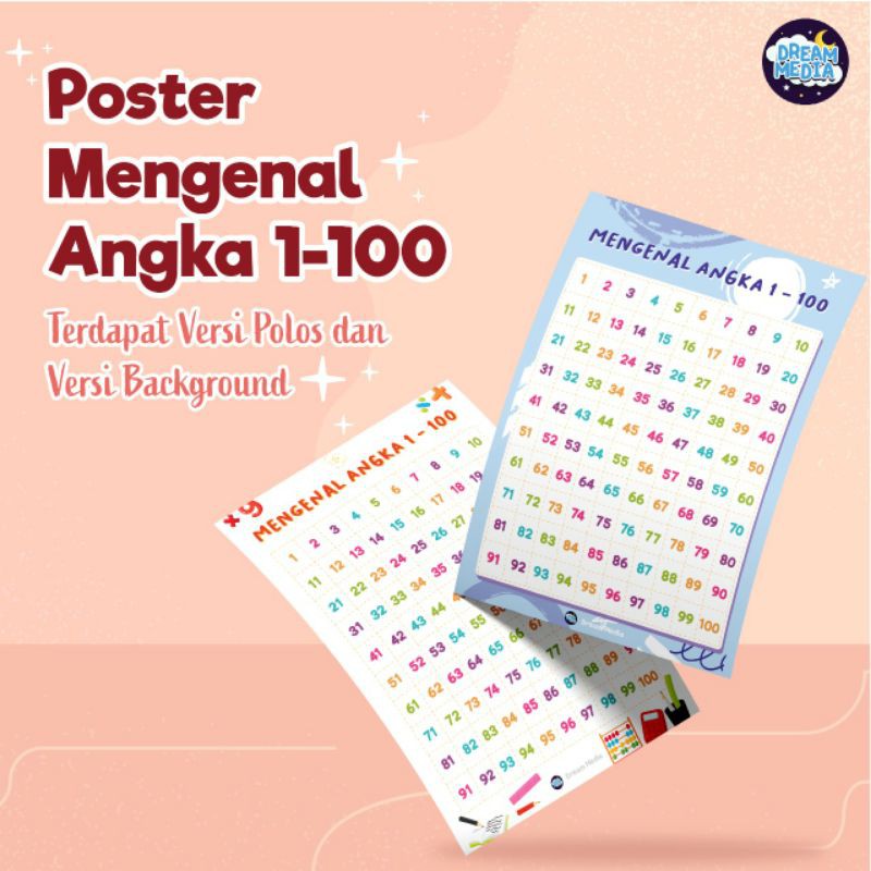 Jual Poster Mengenal Angka 1 - 100 (Ukuran A3+) | Shopee Indonesia