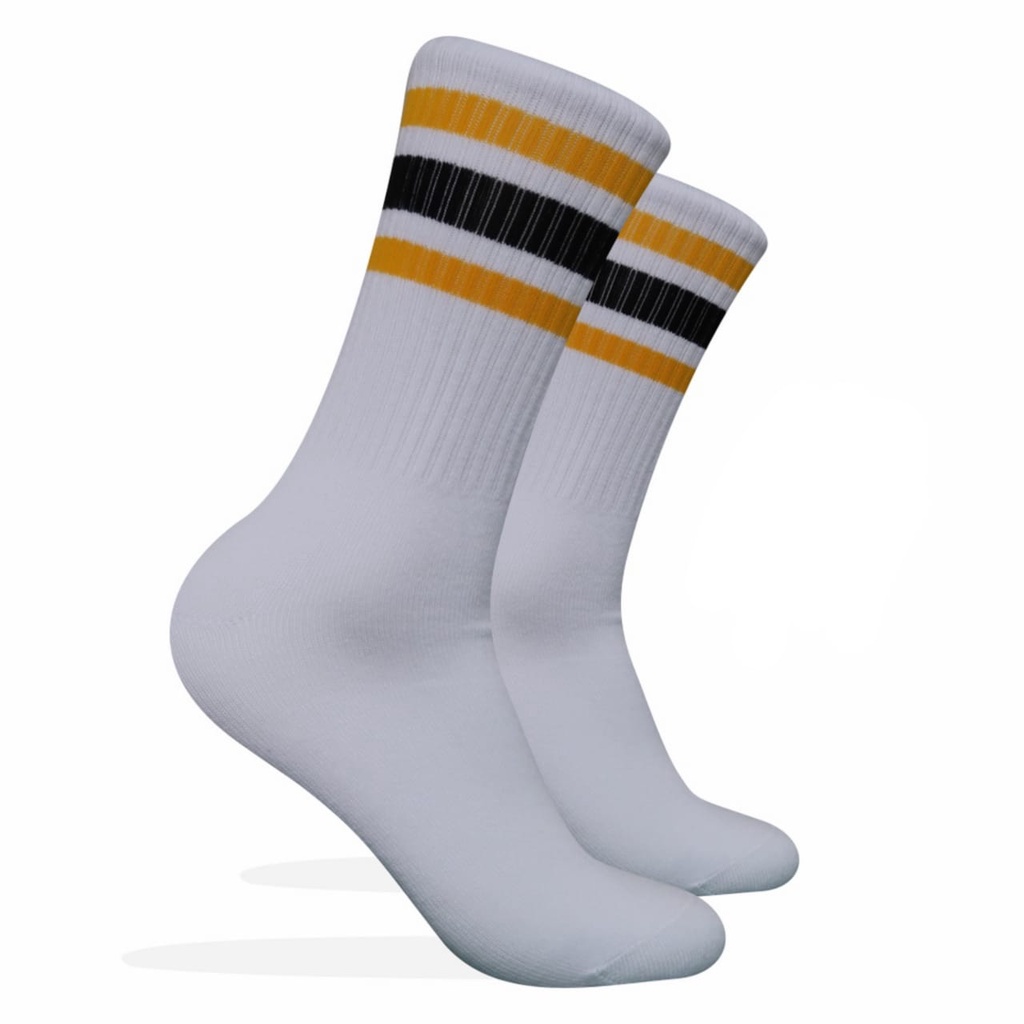 Jual Kaos Kaki Motif Garis 3 List Oren Hitam Orean ( G78 ) | Shopee ...