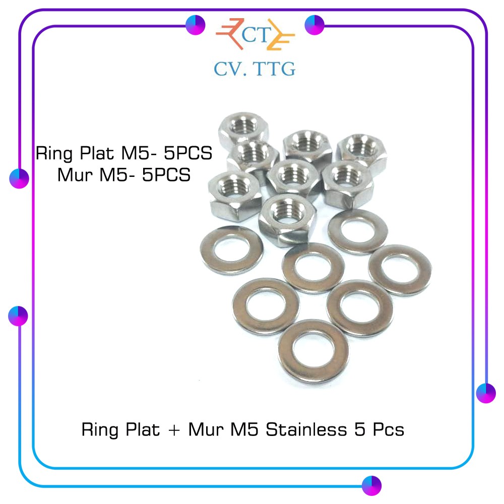 Jual Ring Plat + Mur M5 Stainless 5 Pcs | Shopee Indonesia