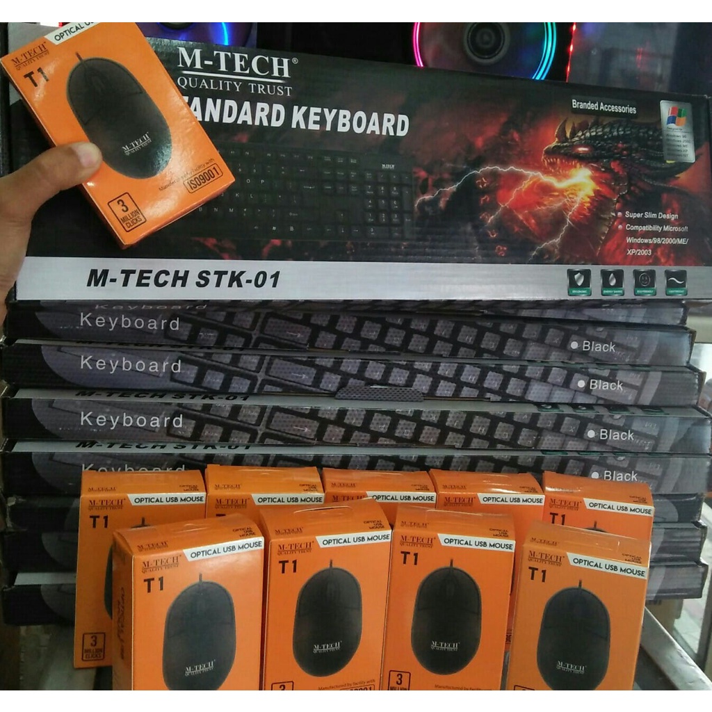 Jual Keyboard M-TECH STK-01 Hitam dan Mouse m-tech | Shopee Indonesia