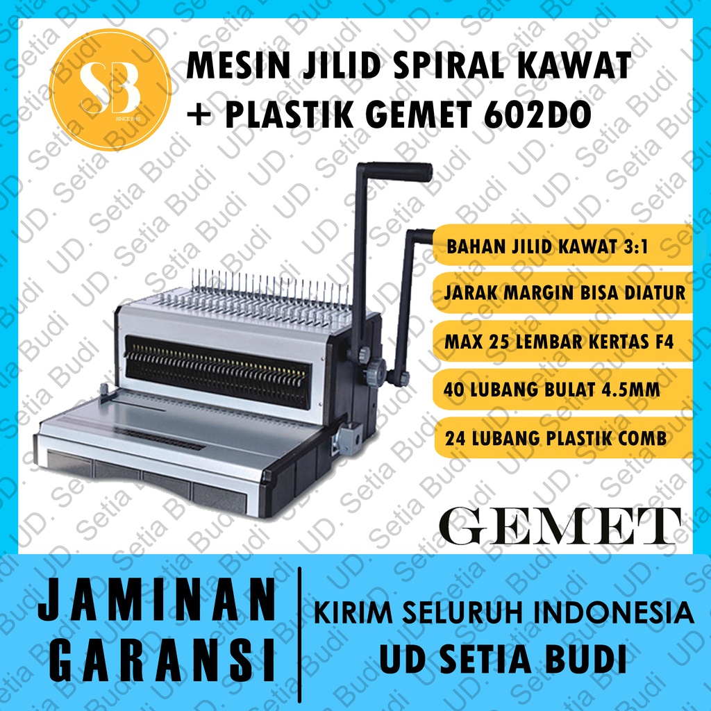 Jual Mesin Jilid Spiral Kawat + Plastik GEMET 602 DO Asli dan ...