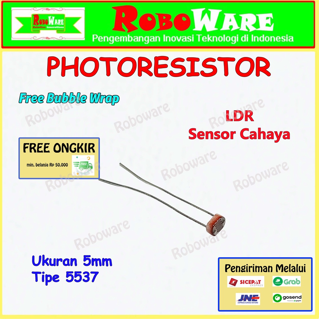 Jual Photoresistor 5537 Sensor Light Dependent Resistor LDR Cahaya 5mm ...