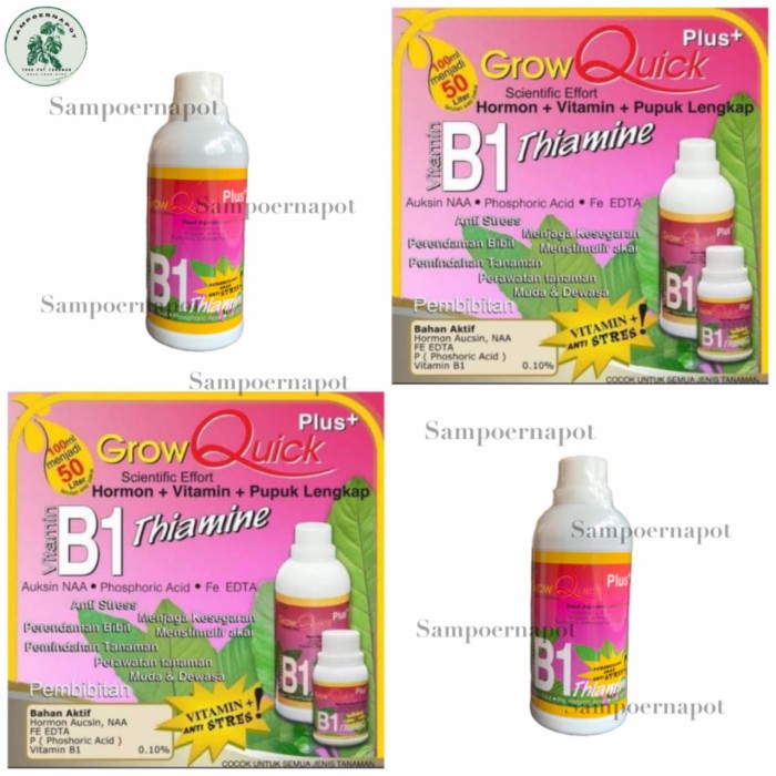 Jual pupuk vitamin B1 plus grow quick 500ml hormon akar - B1 PLUS BESAR | Shopee Indonesia
