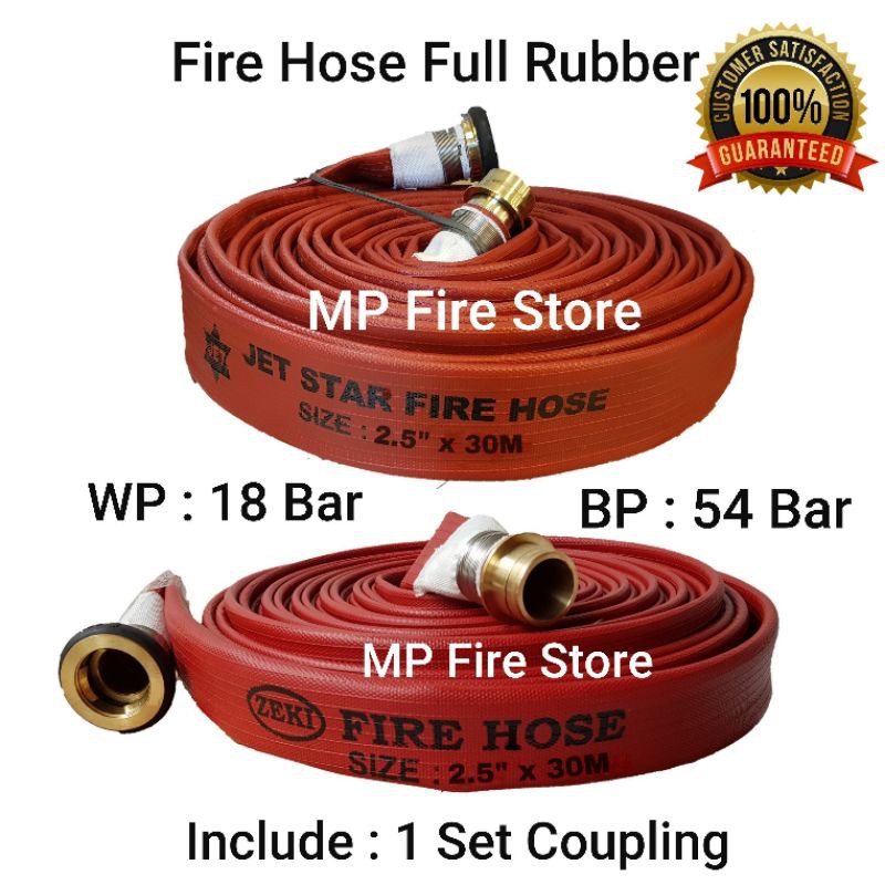 Jual Fire Hose Rubber ZEKI 2.5 " x 30 Mtr Selang Pemadam JETSTAR JET STAR 18 BAR | Shopee Indonesia