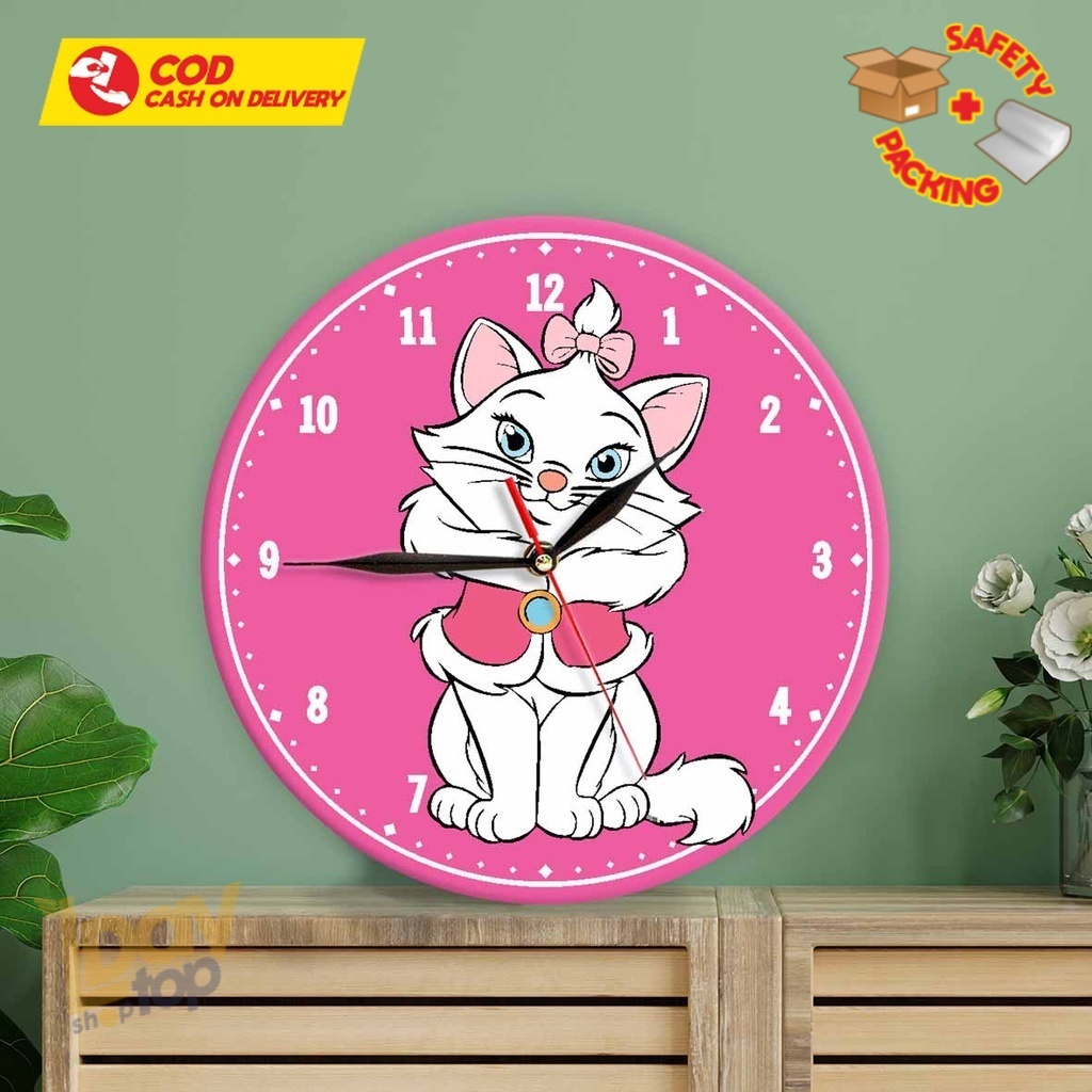 Jual Jam Dinding Karakter Kucing Kayu MDF 30cm Kartun Animasi MARRY THE ...