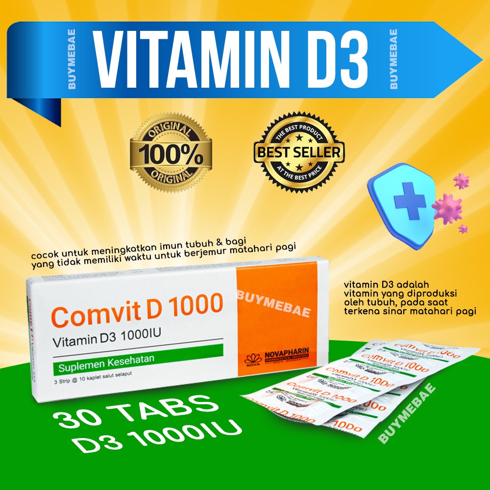 Jual Comvit D1000 iu vitamin D3 - 30 caps comfit bukan D3-1000 ...