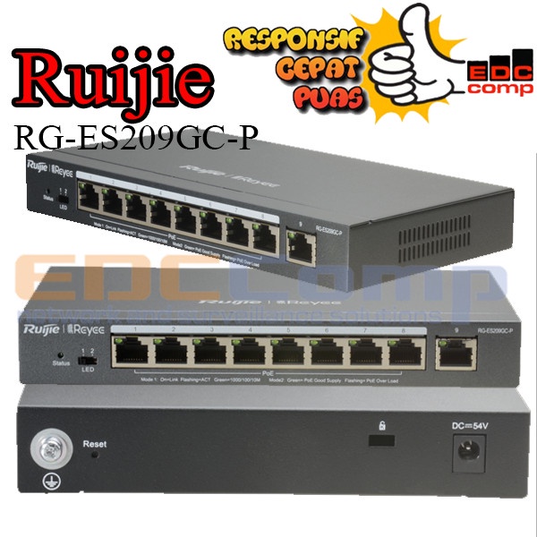 Jual Ruijie RG-ES209GC-P 9 Port Gigabit Cloud Managed POE+ Switch ...