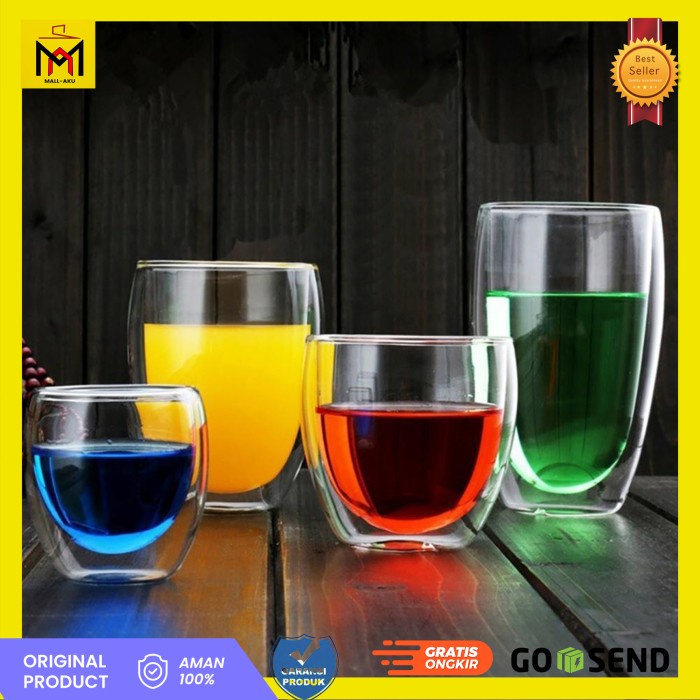 Jual Double-Wall Gelas Minum Cangkir Kopi Tahan Panas Kaca Tebal | Shopee Indonesia