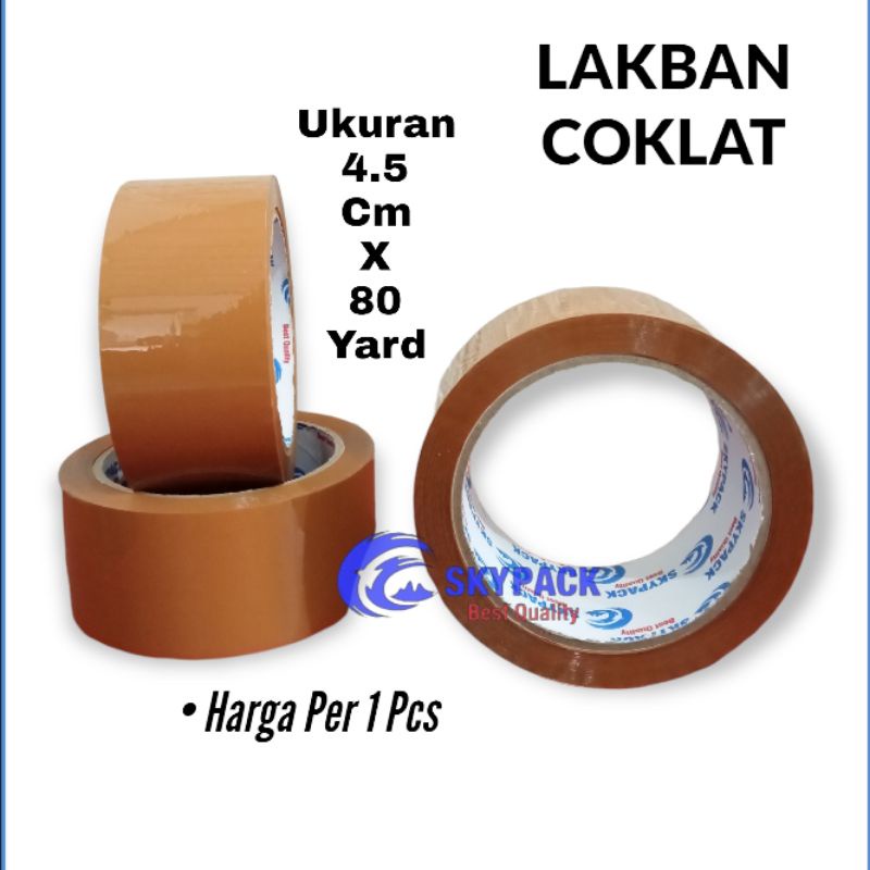 Jual isolasi lakban Coklat SKYPACK UKURAN 4.5 Cm x 80 Yard | Shopee ...