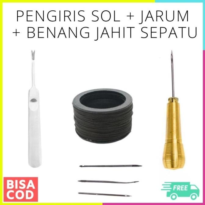 Jual PENGIRIS SOL SEPATU + JARUM + BENANG NYLON JAHIT 20 METER | Shopee ...