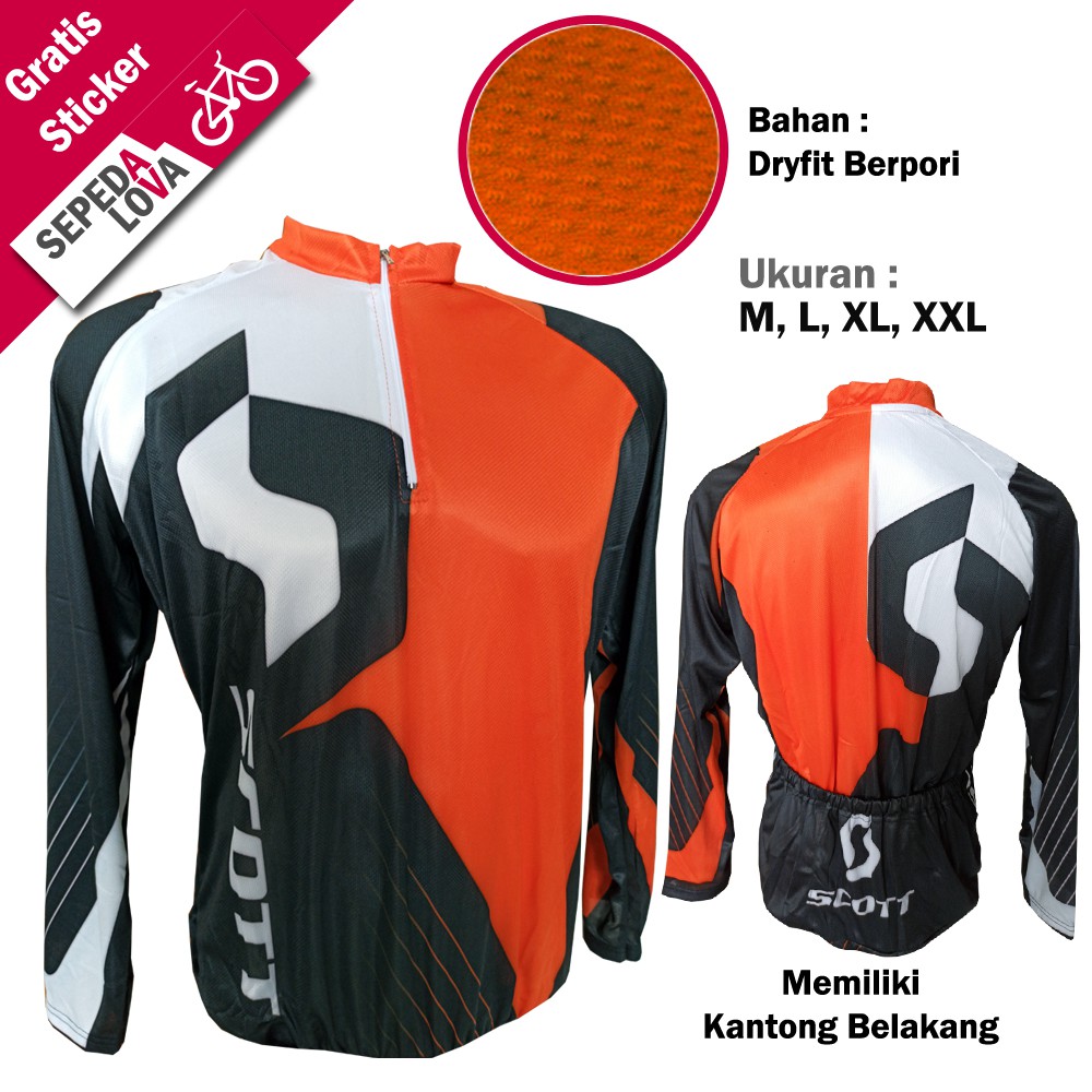 Jual Jersey Sepeda Baju MTB XC Road Bike Scott Orange - Lengan Panjang ...