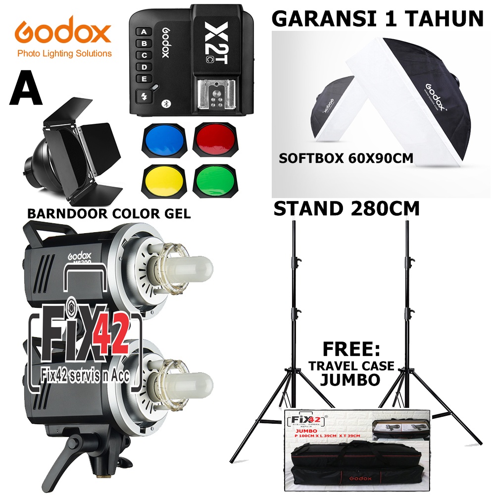 Jual Paket Lampu Studio Flash Godox MS300 MS-300 with Trigger X2T ...