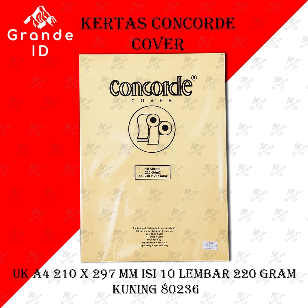 Jual KERTAS CONCORDE 220 GRAM UKURAN A4 ISI 10 LEMBAR COVER CONCORDE ...
