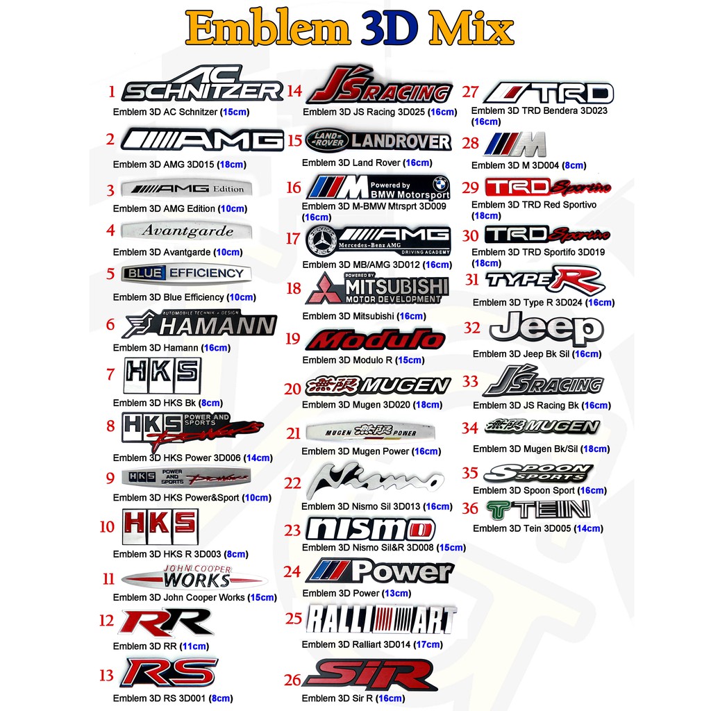 Jual Emblem Mobil 3D | Shopee Indonesia