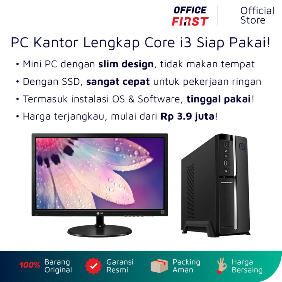 Jual Rakitan PC Office Core i3 Fullset Komputer Kantor Admin Siap Pakai Dengan Monitor Keyboard ...