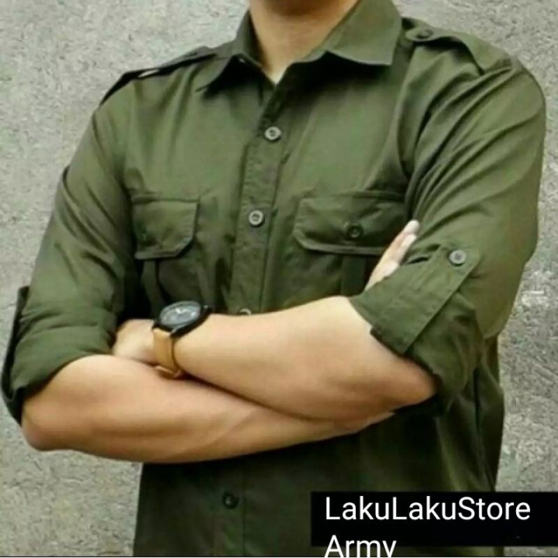 Jual KEMEJA SERAGAM KERJA PdL IJO ARMY,KEMEJA SERAGAM PRIA | Shopee ...