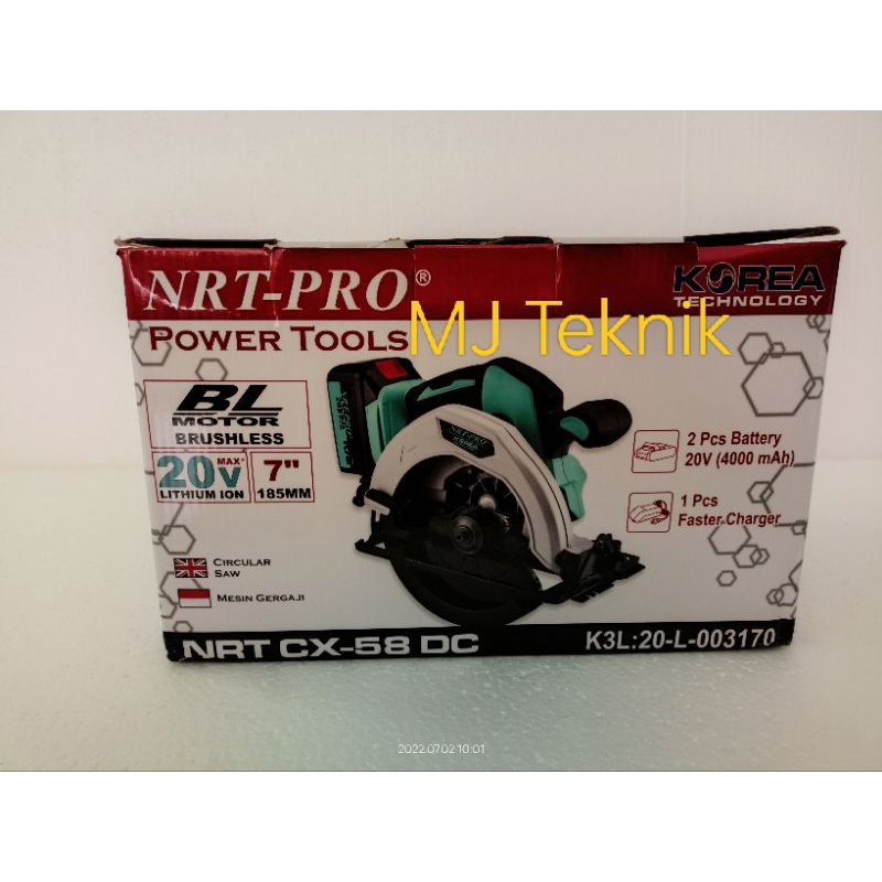 Jual Mesin Gergaji Batere / Cordless Circular Saw 7" CX 58 DC NRT Pro ...