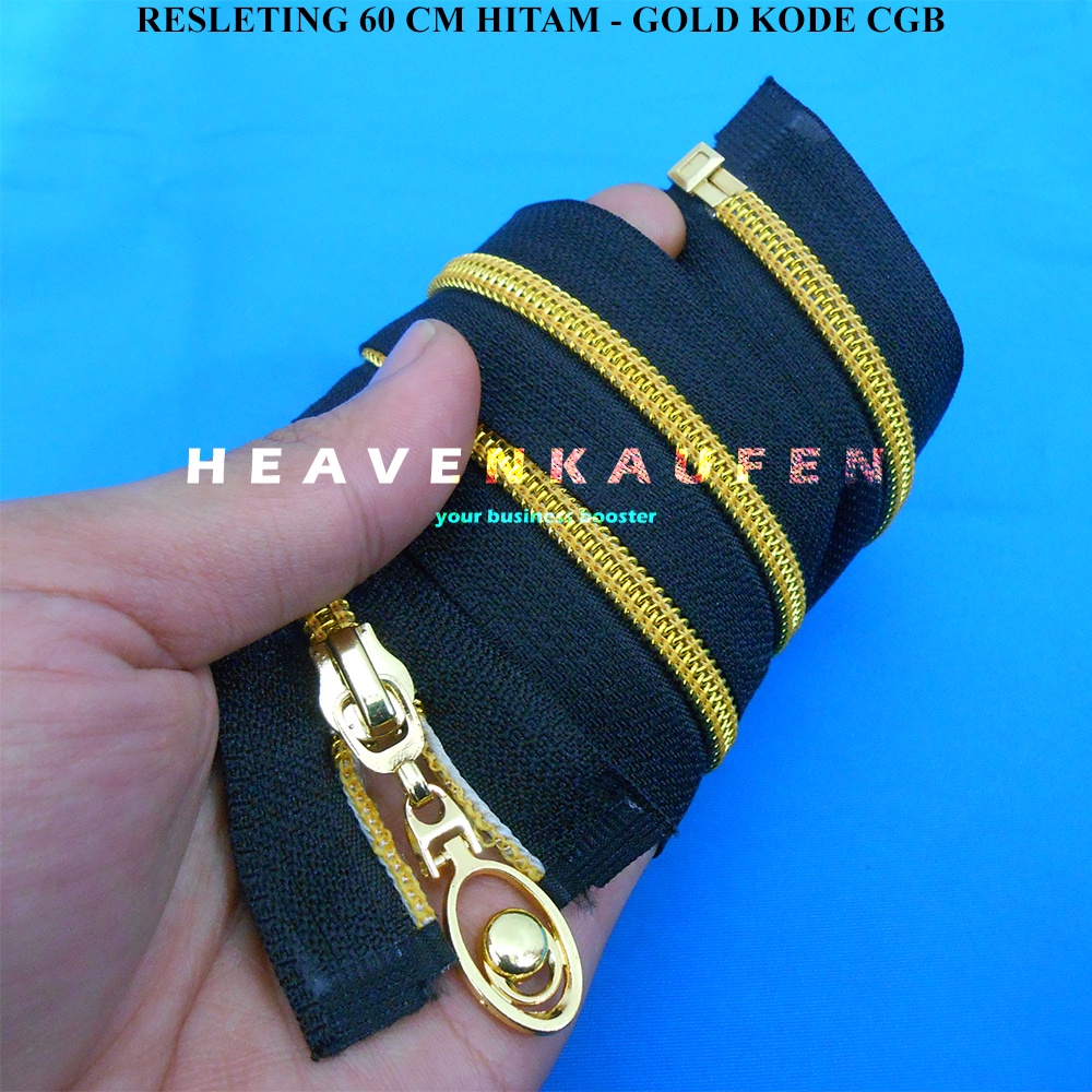 Jual Resleting Zipper Busana Jaket Wanita 60 cm Coil Warna Hitam - Gold Kode CGB | Shopee Indonesia