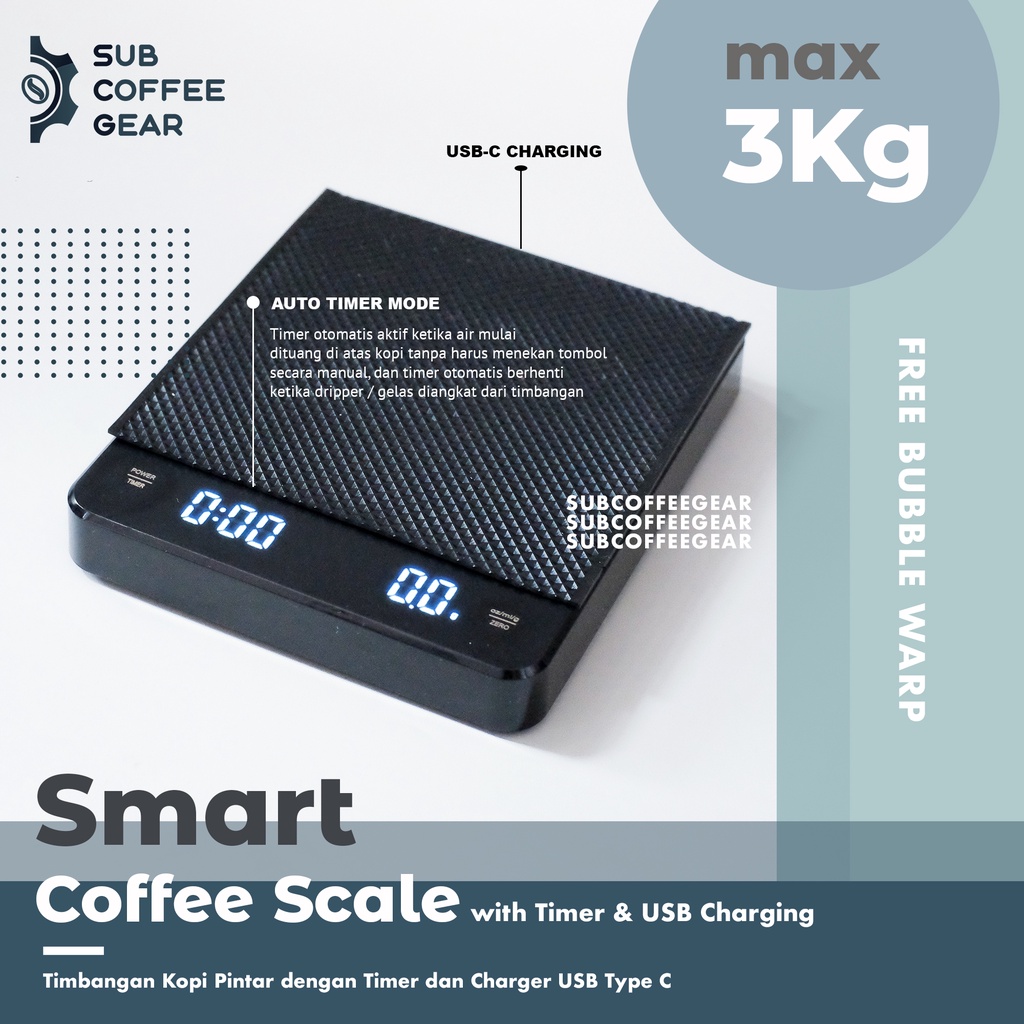 Jual SMART COFFEE SCALE TIMBANGAN KOPI TIMBANGAN DAPUR TIMBANGAN DIGITAL TIMER MANUAL BREW ...