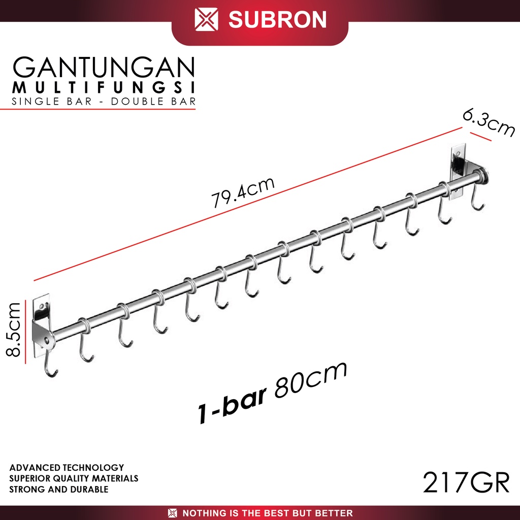 Jual SUBRON Kitchen Bar 80cm 100cm Rak Gantungan Dapur Pisau Sutil ...