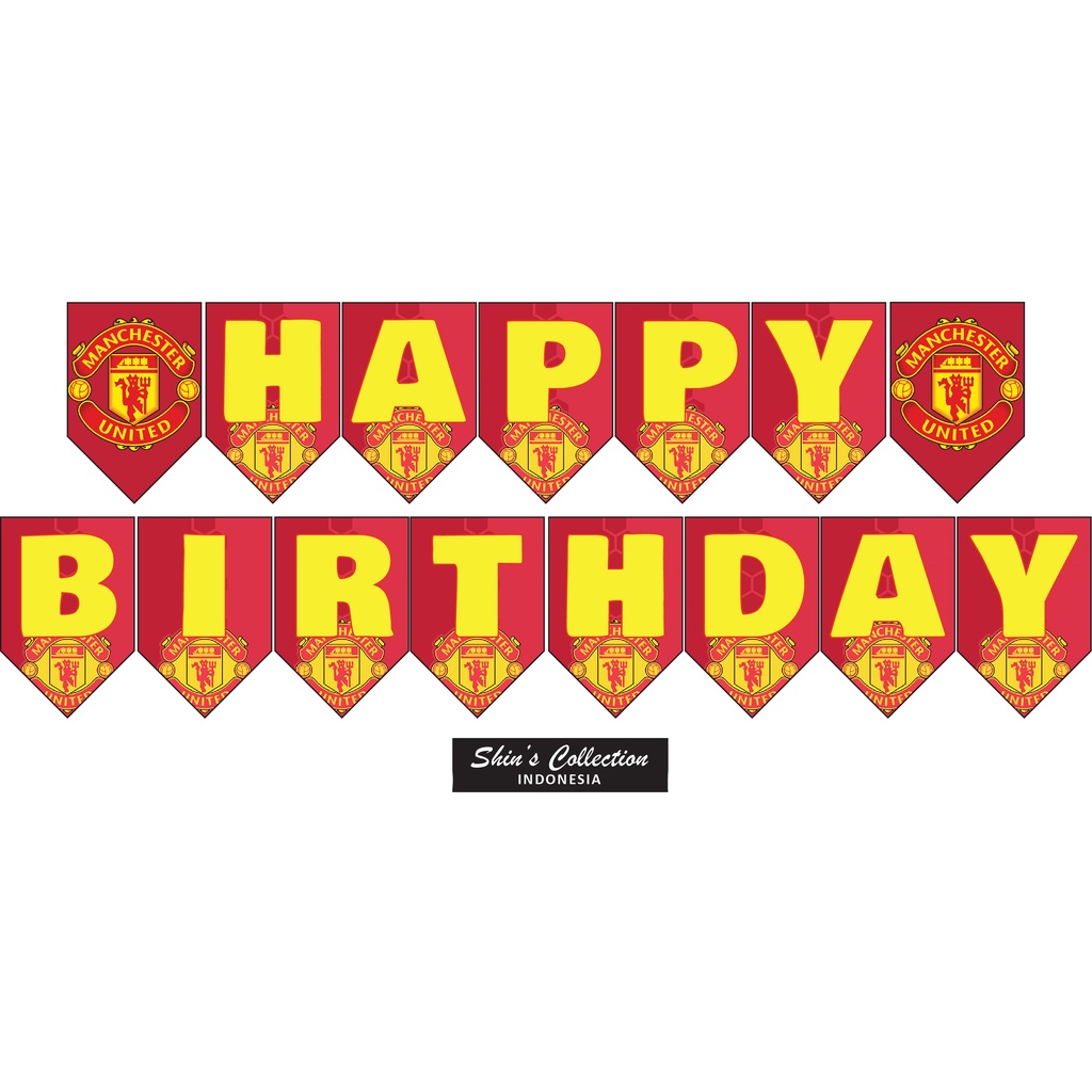 Jual Banner bunting flag happy birthday ulangtahun Manchester United ...