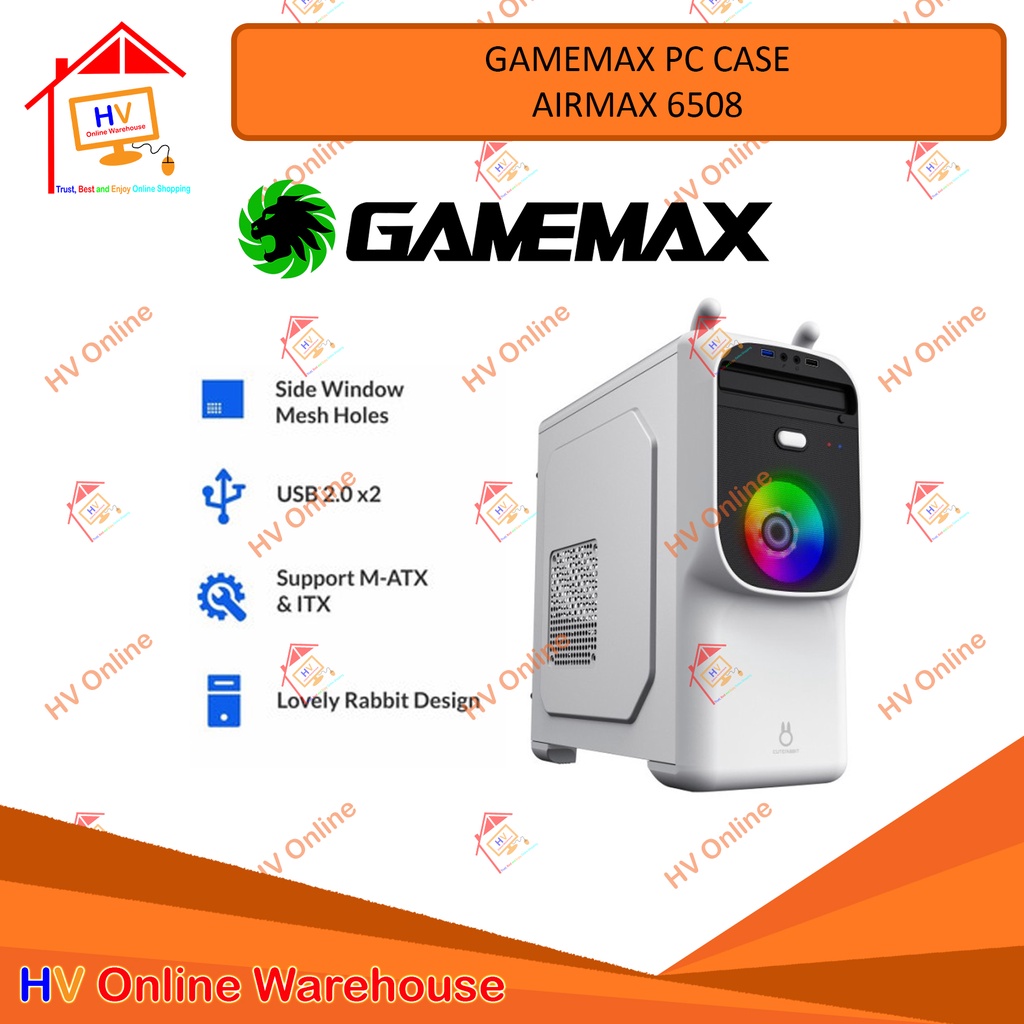 Jual Gamemax Casing Komputer mATX Airmax 6508 Cute Rabbit - PC Case - Putih | Shopee Indonesia