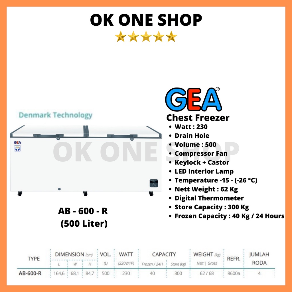 Jual GEA Chest Freezer AB-600-R /AB-600R (500 Liter) | Shopee Indonesia