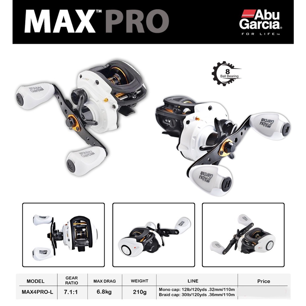 Jual Reel Casting Abu Garcia Max Pro 4L - Handle Kiri | Shopee Indonesia
