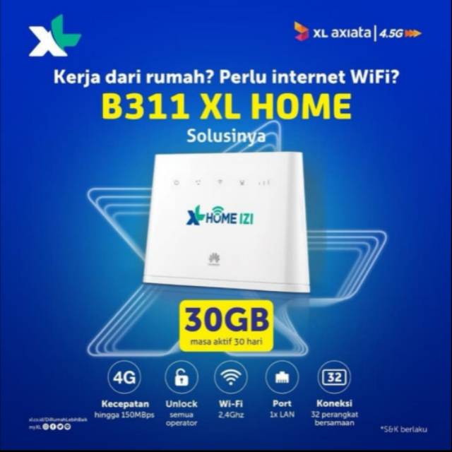 Jual Modem Router Wifi Huawei B311 XL HOME GO IZI Free Kuota 30GB ...
