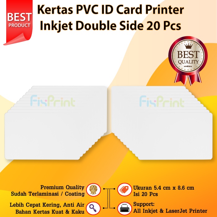 Jual Kertas PVC Bahan ID Card Printer Inkjet 20 pcs, Kertas PVC Instant ...