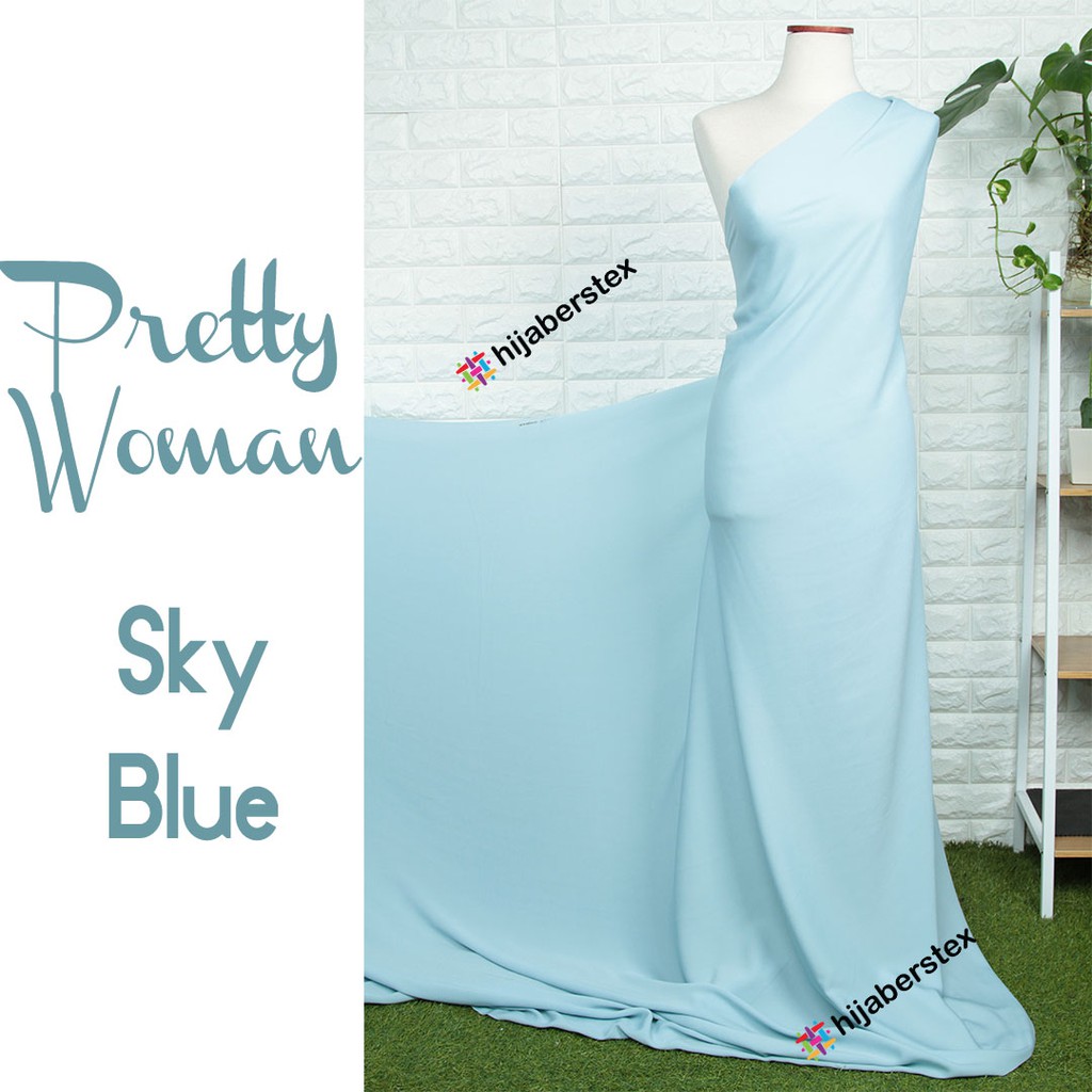 Jual 1/2 Meter Kain PRETTY WOMAN Sky Blue (ecer warna) | Shopee Indonesia