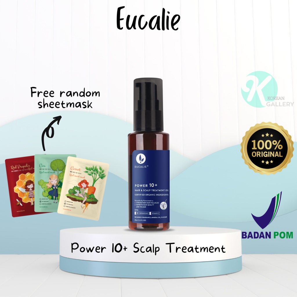 Jual Eucalie Organic Hair Growth Oil & Scalp Treatment - Power 10+ (Rontok, Rusak, Ketombe ...