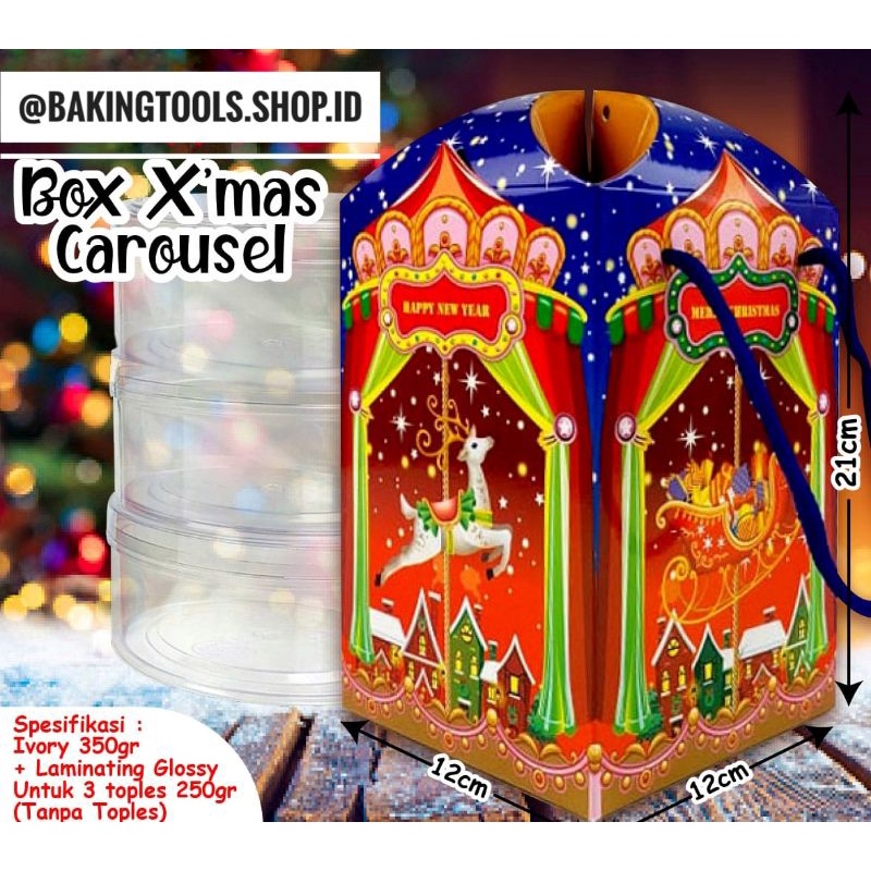 Jual Box Christmas Carousel/ Box Natal/Cookies Box/Dus kue kering natal ...