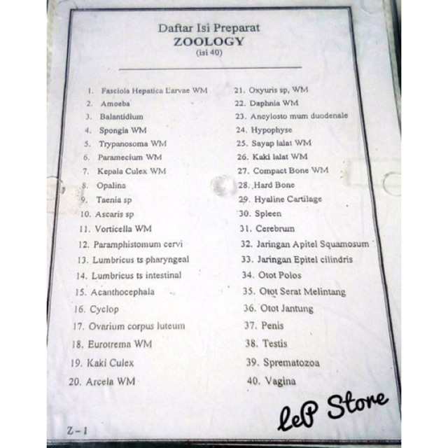 Jual Preparat Zoology - Preparat Hewan Set isi 40 Slide | Shopee Indonesia
