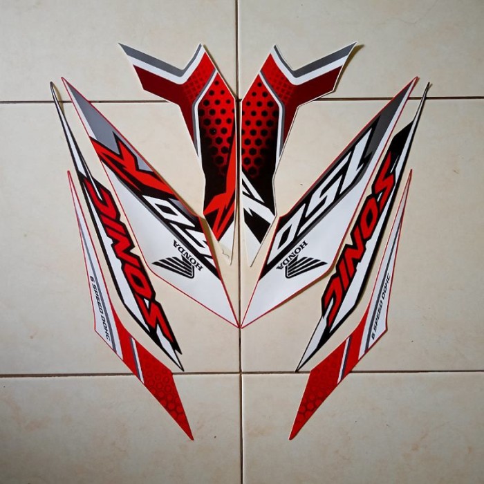 Jual stiker motor sonic 150 2019 merah putih | Shopee Indonesia