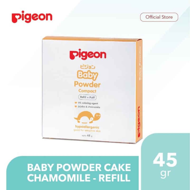 Jual [REFILL+PUFF] Pigeon Baby Compact Powder Refill + Puff 45gr ...