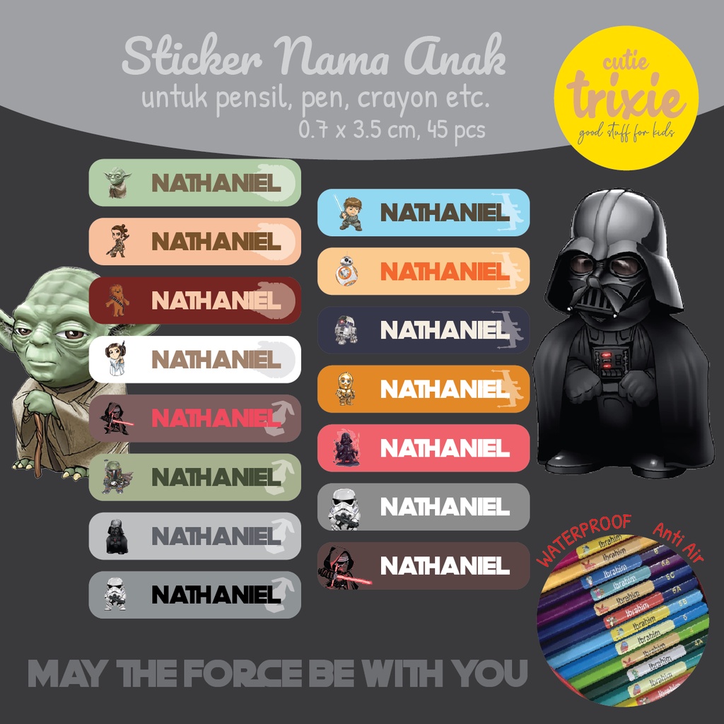 Jual Sticker Label Nama Anak Pensil STARWAR | Shopee Indonesia