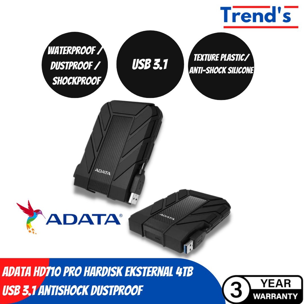 Jual ADATA HD710 Pro 4TB Hardisk ADATA USB 3.1 External Antishock dan ...