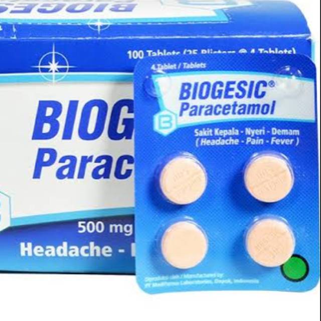 Jual Biogesic paracetamol 500mg isi 4 tab(E_FARMA) | Shopee Indonesia