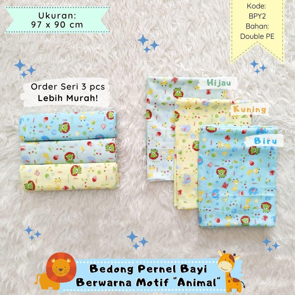 Jual (kode BPY2) Bedong Pernel Bayi Printing Berwarna Motif "Animal ...