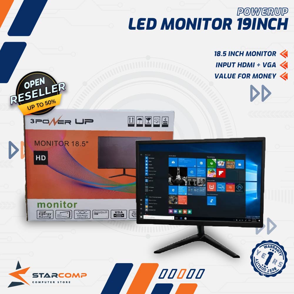 Jual Power Up 19 inch 60Hz Monitor LED Powerup HDMI VGA | Shopee Indonesia