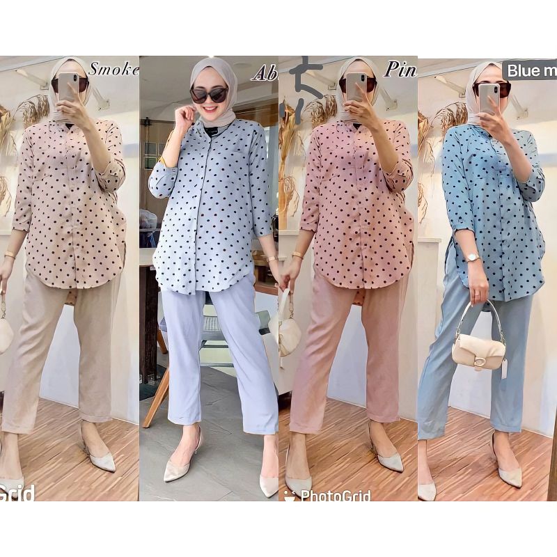Jual One Set Isla Renata Polkadot Shakila Kield Premium Baju Setelan ...